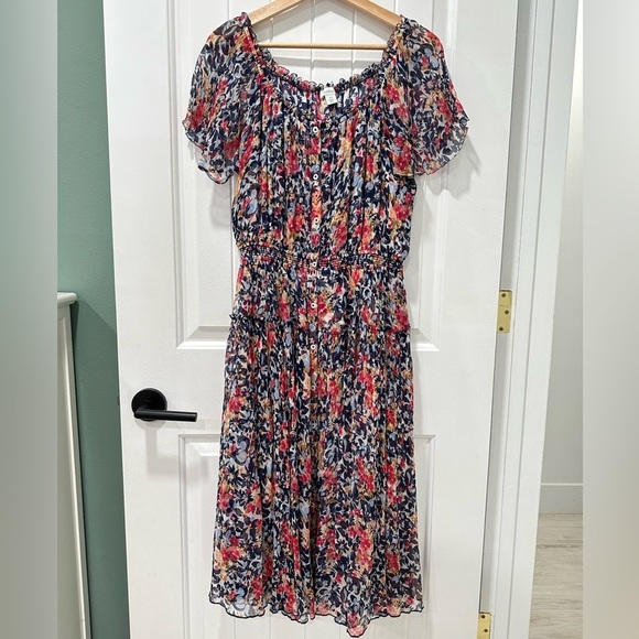 Sundance | Dresses | Sundance Blue Floral Shortsleeve Midi Dress | Poshmark